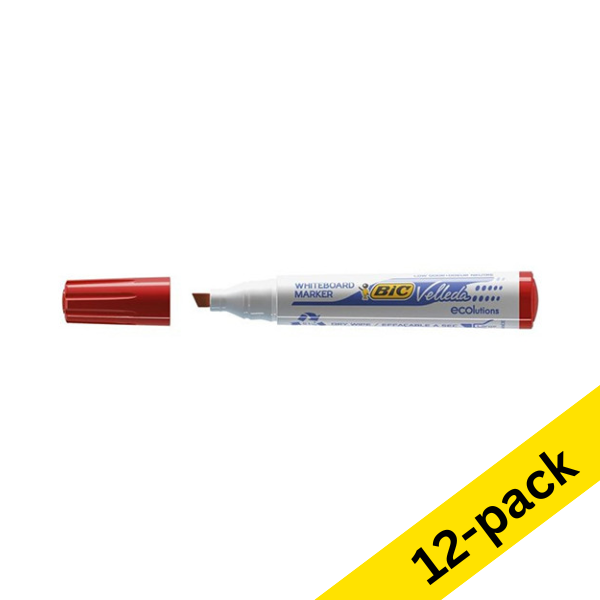 BIC Velleda 1751 red whiteboard marker (3.7mm - 5.5mm chisel) (12-pack ...