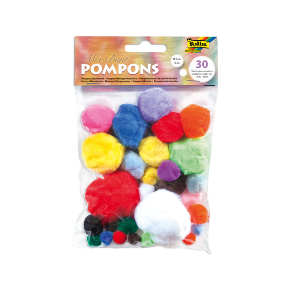 Folia pom poms assorted, 10mm to 50mm (30-pack) Folia 123ink.ie