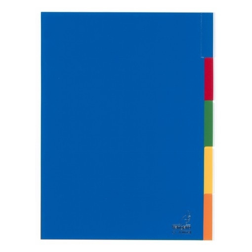 Kangaro coloured A4 plastic tabs with 5 tabs (23 holes) Kangaro 123ink.ie