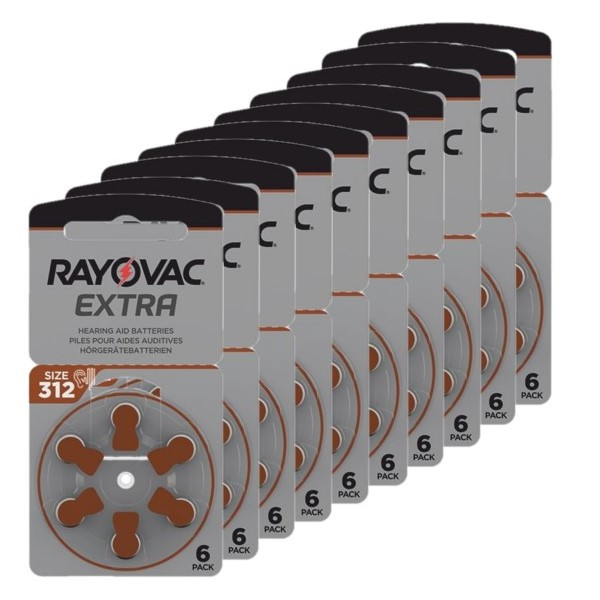Rayovac Extra Advanced 312 brown hearing aid batteries (60-pack) Rayovac 123ink.ie