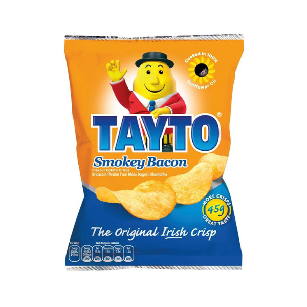 Tayto Smokey Bacon crisps (50-pack) 123ink.ie